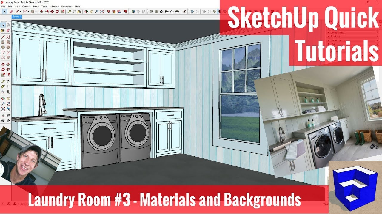 Modeling Interiors in SketchUp – Laundry Room Part 3 – Materials and ...